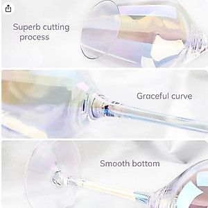 Luxrify Enhance Your Wine Experience Iridescent Wine Glasses - Premium Quality, Unique Design at Rim, Long Stemware, Hand-Blown & Perfect for Wine Lovers, Colored Stemware (Set Of 4)