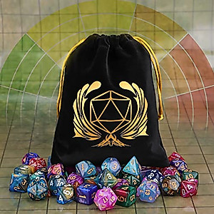 Coyeekn DND Dice Set, 7 x 7 Sets (49 Pieces) Glitter Polyhedral Dice for Dungeons & Dragons RPG MTG DND Tabletop Game with 1 Pouch