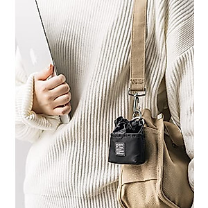 Ringke Mini Pouch [Bucket Bag] with O Ring Carabiner, Nylon Carrying Pouch Small Bag for AirPods, Galaxy Buds, Earphones, Cards, ID - Black