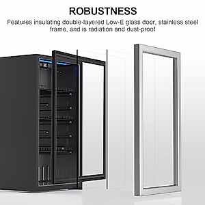 ICYPOLK Beverage Refrigerator Cooler -120 Can Stainless Steel Mini Fridge with Digital Temperature Display, Glass Door and Adjustable Shelves Perfect for Soda Beer Wine Drinks, 3.2 Cu.Ft