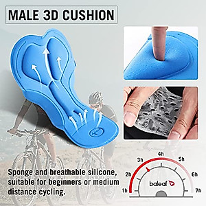 BALEAF Men's 3D Padded Bike Shorts Cycling Underwear MTB Liner Road Biking Bicycle Clothes Blue L