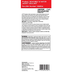 LOCTITE 1158514 Head Bolt and Water Jacket Sealant: Thread Selant, Single Component Anaerobic Hybrid, Eliminates Corrosion, Prevents Premature Loosening | 50 ml. Tube