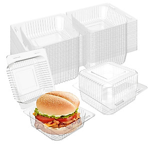 160 Pcs Clear Plastic Hinged Take Out Containers Disposable Clamshell Food Cake Containers with Lids 5.3 x 4.7 x 2.8 inch for Dessert, Cakes, Cookies, Salads, Pasta, Sandwiches