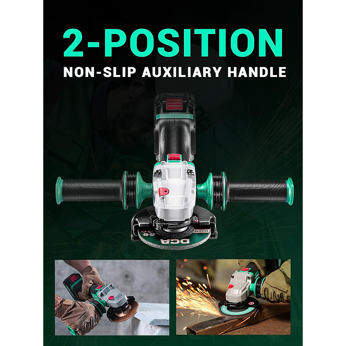 DCA Cordless Angle Grinder 20V 4-1/2 inch, 4.0Ah Battery & 2A Fast Charger, 8500RPM Brushless Motor, Power Angle Grinder with Cutting & Grinding Wheels, Flap Discs for Wood Metal & Rust Removal