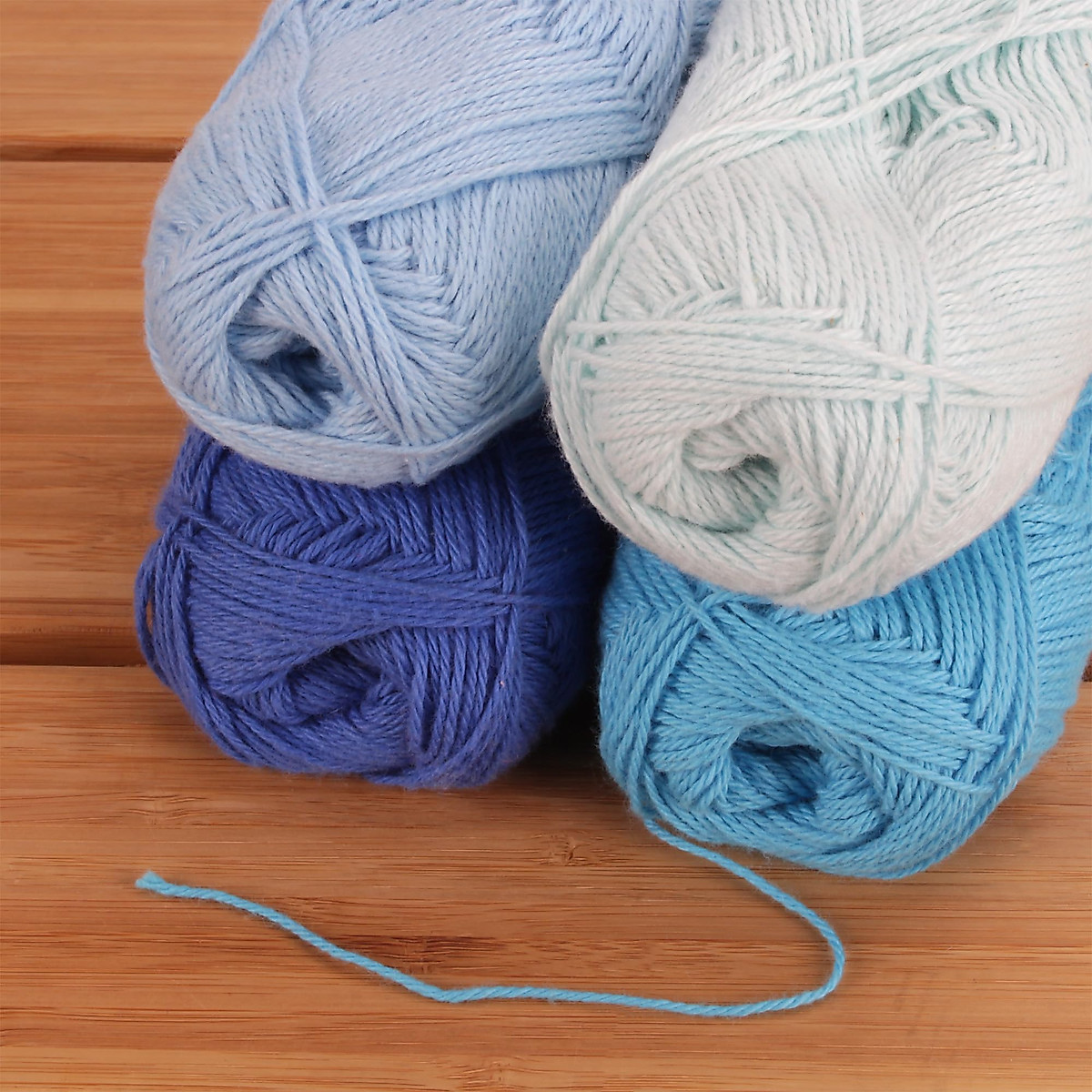 JubileeYarn Cotton Select Yarn - Sport Weight - 50g/Skein - Shades of Blue - 4 Skeins
