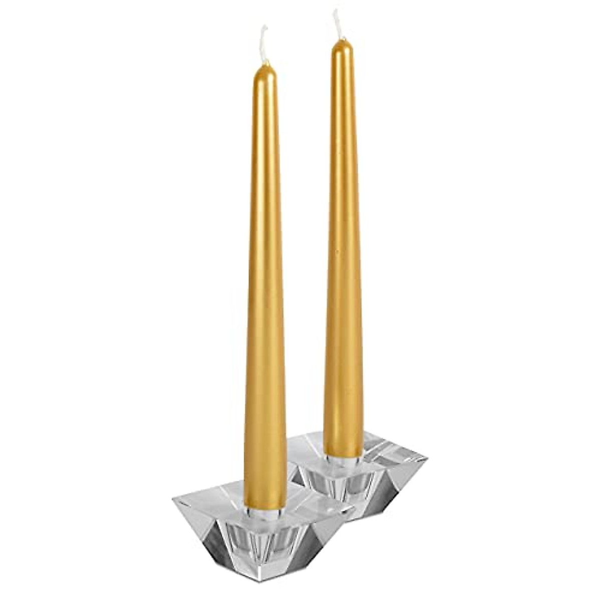 12 Pack Tall Metallic Taper Candles - 12 Inch Gold Painted Metallic, Dripless, Unscented Dinner Candle - Paraffin Wax with Cotton Wicks - Individually Wrapped -by Hyoola