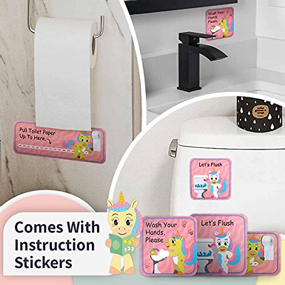 Unicorn Potty Training Chart & 35 Magnetic Stickers - Potty Chart, potty training sticker chart, potty training chart for toddlers girls, potty training stickers, potty chart for boys with stickers