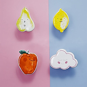YOUYOUULU 4Pcs Cute-Kids-Drawer-Pulls, Kawaii-Fruits-Ceramic-Knobs, Colorful-Children's-Cabinet-knobs Nursery-Cupboard-Closet-Handles
