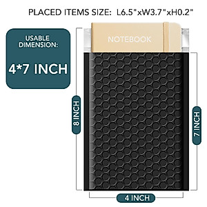 Metronic 100 Pack Bubble Mailer 4x8, Black Bubble Envelopes, Padded Envelopes Self-Seal, Waterproof,Cushioning Padded Mailers for Gifts for Women, Gifts for Men,Small Items, Makeup Supplies, 000