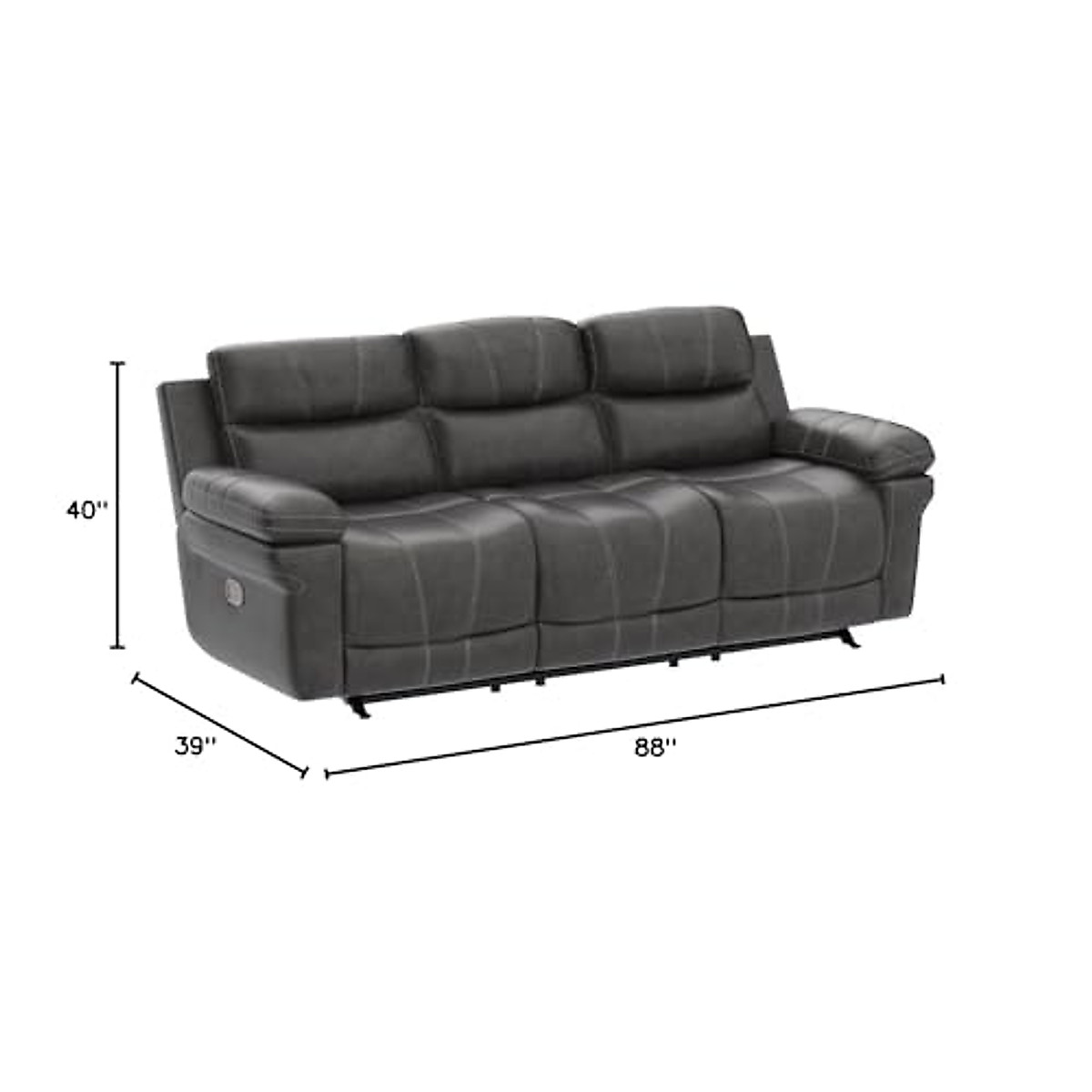 Signature Design by Ashley Erlangen Faux Leather Adjustable Power Reclining Sofa with USB Charging, Gray