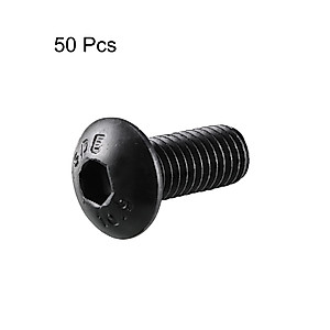 uxcell M5x12mm Button Head Hex Socket Cap Screw Bolt Black 50pcs