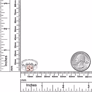 Gem Stone King 925 Sterling Silver 8MM Cushion Gemstone Birthstone and White Created Sapphire Engagement Ring | Wedding Engagement Anniversary Promise Ring For Women