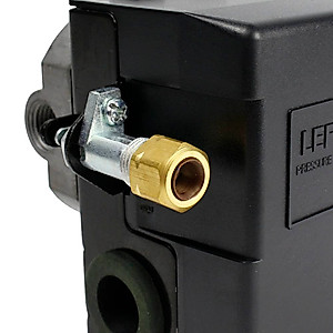 Lefoo Pressure Switch Control 90-125psi 4 Port Heavy Duty 26 Amp for Air Compressor LF10A-4H-1-NPT1/4-90-125