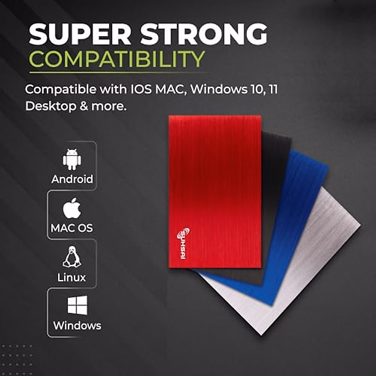SUHSAI External Portable Hard Drive 500GB USB 2.0 HDD Storage and Backup Hard Disk Memory Expansion – Ultra Slim 2.5” Harddrive Compatible with PC, MAC, Laptop, Desktop Computer (Black)
