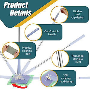 360°Rotating Microfiber Dust Mop Auto Cloth Changing Mini Mop with Face Towels Multifunctional Flat Floor Mop for Kitchen Home