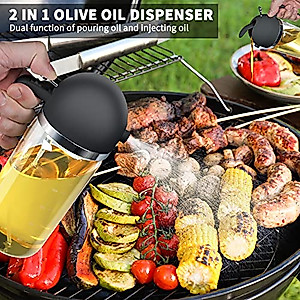 CXINYI 17oz Oil Sprayer for Cooking - 2 in 1 Olive Oil Sprayer and Oil Dispenser - 500ml Oil Spray Bottle with Pourer for Cooking, Kitchen, Salad, Barbecue (Black Pro)