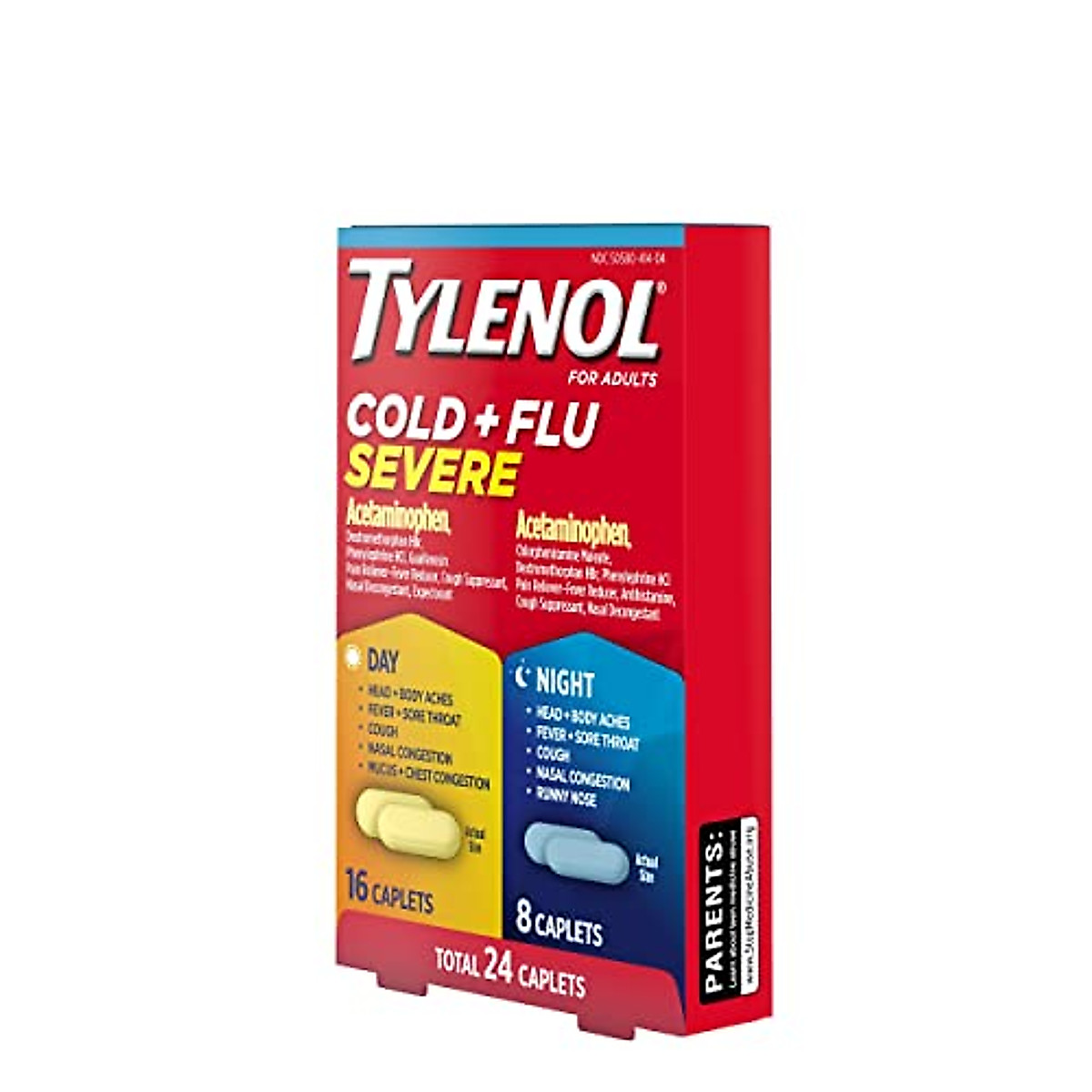 Tylenol Cold + Flu Severe Day & Night Caplets for Fever, Pain, Cough & Congestion Relief, 24 Count