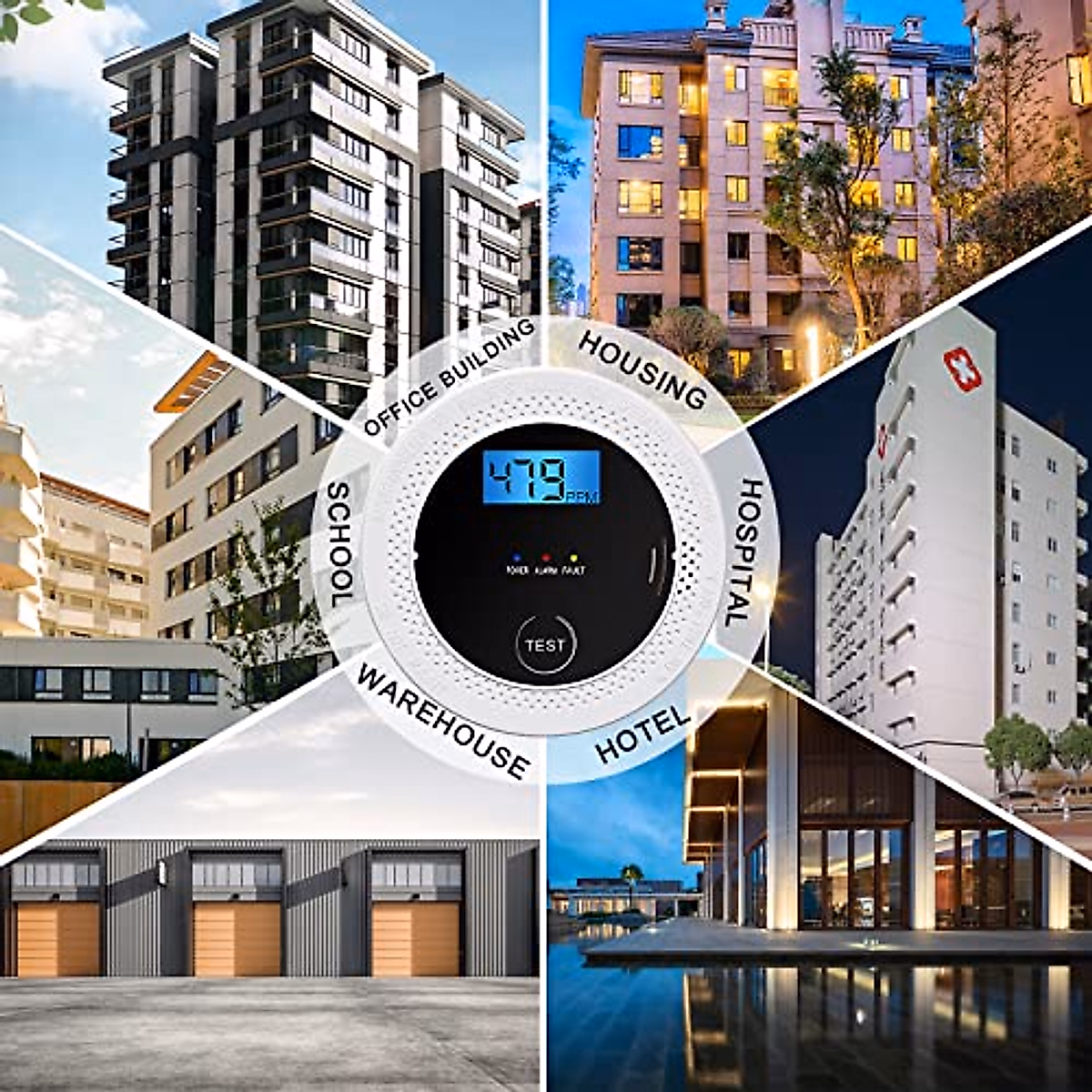 3 Pack Smoke and Carbon Monoxide Detector Powered by Battery with Digital Display, Dual Alarm Sensor of Smoke and CO,Easy to Install