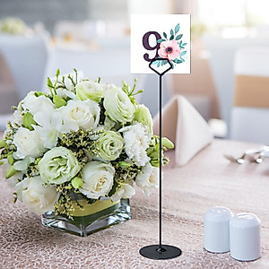 Urban Deco 16PK Table Number Holders 12 Inches Diamond Place Card Holder Metal Table Card Holders, Picture Holders For Tables, Card Holder Stand For Wedding Décor - Black Sign Holder