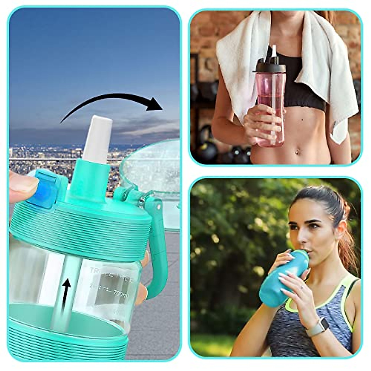 8-pack Replacement Straws for 1/Half Gallon Water Bottle (64 oz/ 128 oz Jug),Reusable Silicone Straw Cut Short to Fit any Big Jug Bottle with Spout Lid/Cap (8 Straws+4 Cleaner Brushes)