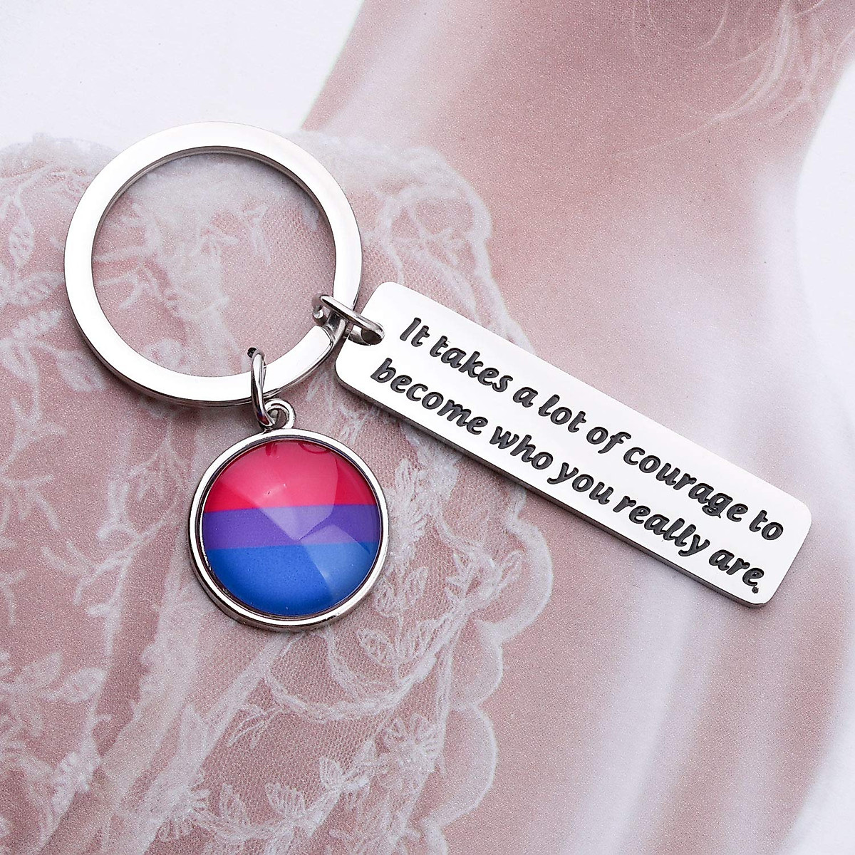 SEIRAA Bisexual Pride Keychain It Takes a Lot of Courage to Keychain Bisexual Pride LGBTQ Gifts (Bisexual Keychain)