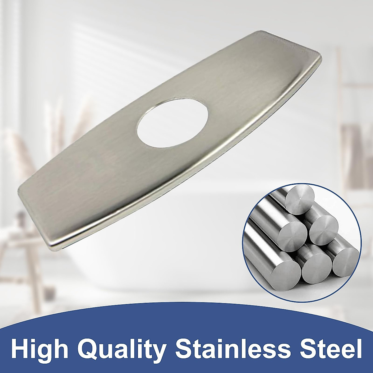 BWE 6.3 Inch Sink Hole Cover Bathroom Vessel Vanity Sink Faucet Rectangle Cover Deck Plate for 1 Or 3 Hole Escutcheon Brushed Nickel