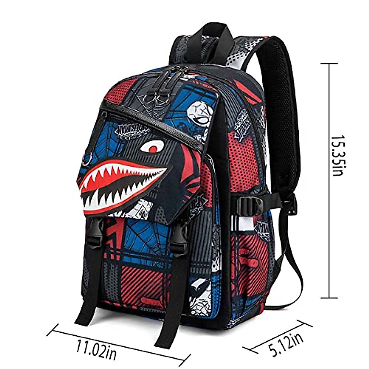 Waterproof Backpack Shark Backpack,Cartoon Shoulder Bag Casual Shark Daypack Backpacks for Boys Girls Teens (Style 1)