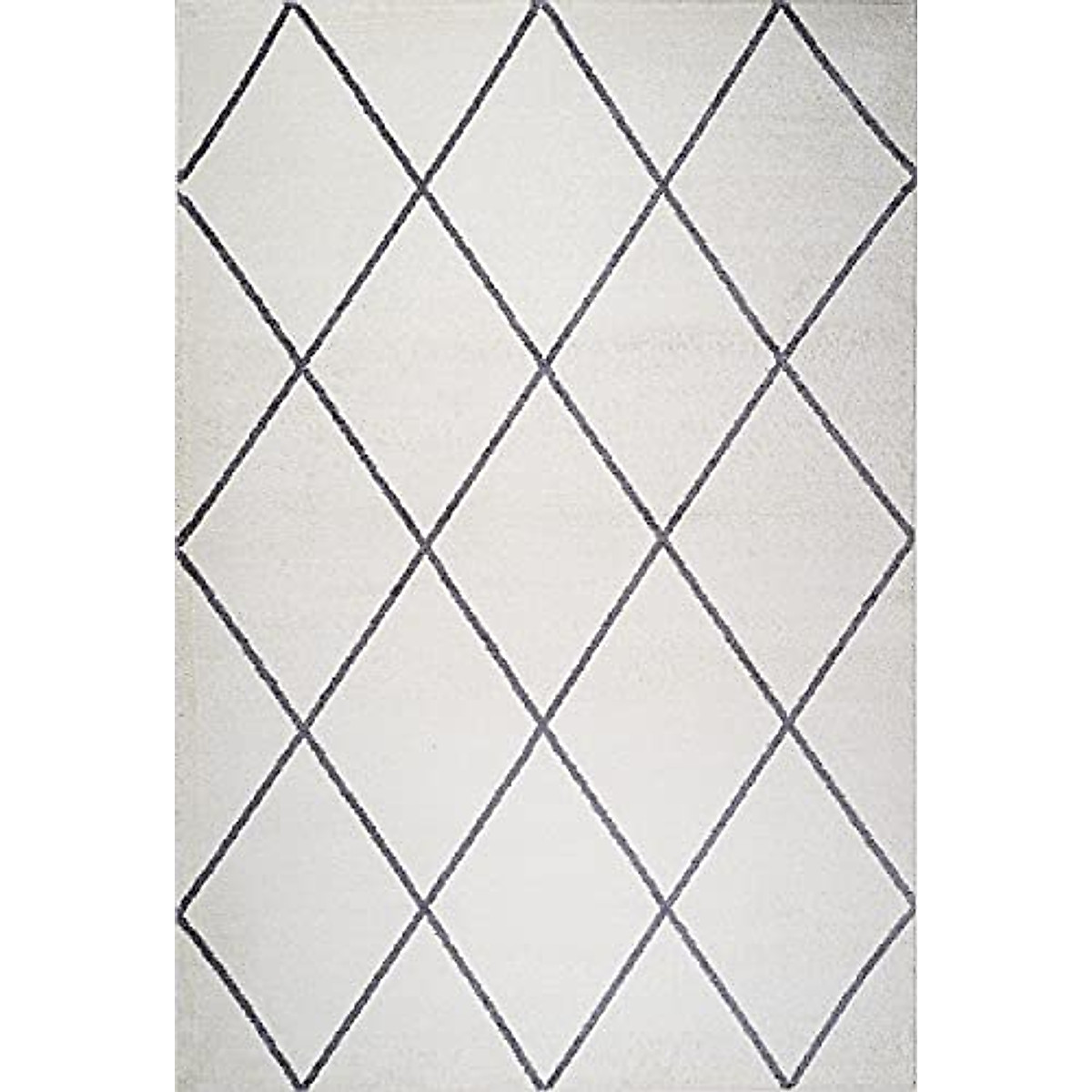 JONATHAN Y SEU102K-8 Cole Minimalist Diamond Trellis Indoor Area-Rug, Modern, Contemporary, Casual Easy-Cleaning,Bedroom,Kitchen,Living Room,Non Shedding, White/Gray, 8 X 10