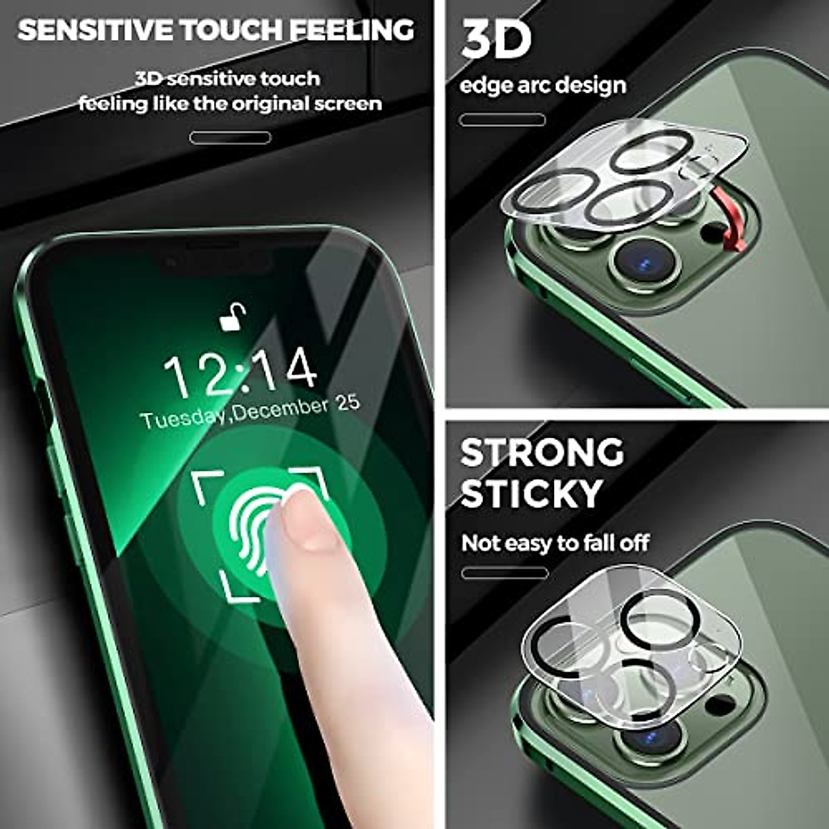 [2023 New Safety Lock+Camera Protector] Magnetic Case for iPhone 13 Pro Max,[100% Screen Sensitivity ][Anti-Peeping Screen Protector] Double Sided 9H Glass Privacy Case for iPhone 13 Pro Max