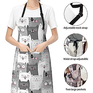 Waldeal Adjustable Cooking Kitchen Apron for Women Men Chef Cute With 2 Pockets