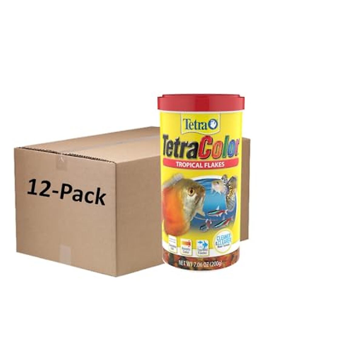 TetraColor Tropical Flakes, Color Boosting Fish Food, Nutritionally Balanced Diet for Tropical Fish, 7.06 oz (12 Pack)