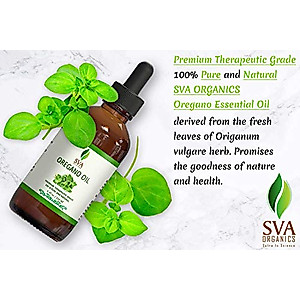 SVA Organics Oregano Essential Oil | Very Strong | 4 OZ (118 ML) - 100% Pure, Natural, Premium Therapeutic Grade for Overall Wellness and Health, Massages, DIY products, complete body care.