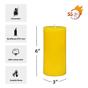 Zest Candle Pillar Candle, 3 by 6-Inch, Yellow