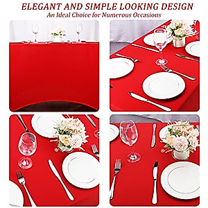 6FT Spandex Table Cover Table Cloth for Folding Tables Fitted Rectangular Tablecover Washable Wrinkle Resistant Polyester Stretch Red Tablecloth Protector for Wedding Banquet Party (4 Pack, Red)