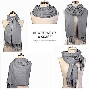 SOJOS Grey Women Scarf Large Soft Cashmere Feel Pashmina Shawls Wraps Winter Scarf SC304 Light Grey