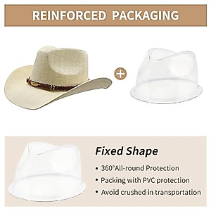 SAJUZEN Men & Women's Straw Cowboy Hat with Wide Brim Cowgirl Hat Sun hat, Ba-abeige2