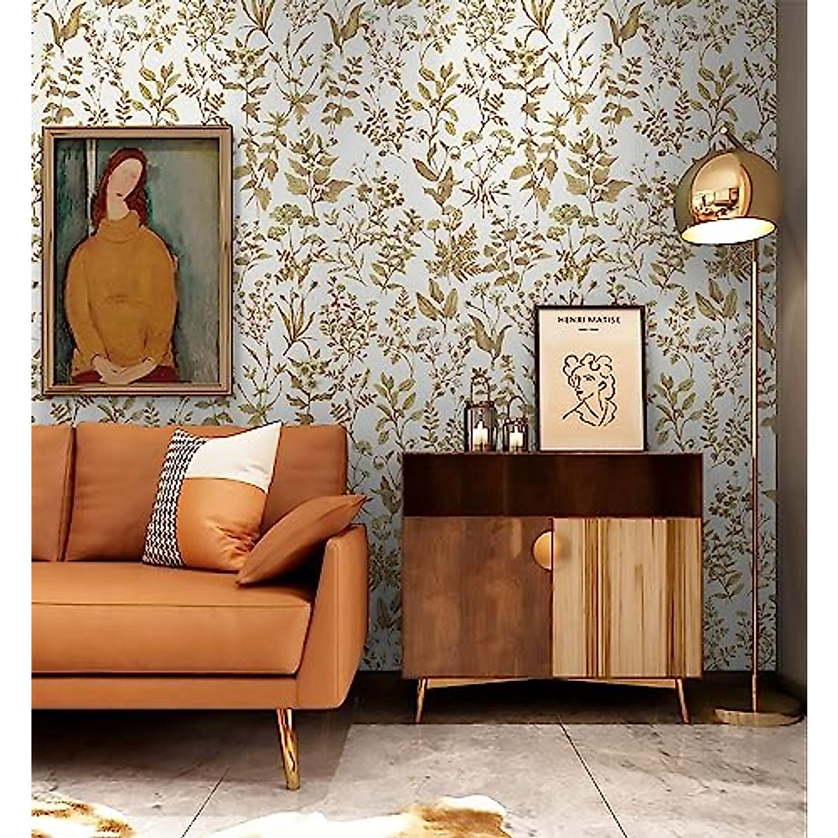 Dimoon 78.7"x17.3" Delicate Smooth White Golden Floral Peel and Stick Wallpaper Flowers Contact Paper Thicken Waterproof Leaf Vintage Self Adhesive Wallpaper Removable Wall Paper Shelf Vinyl Roll
