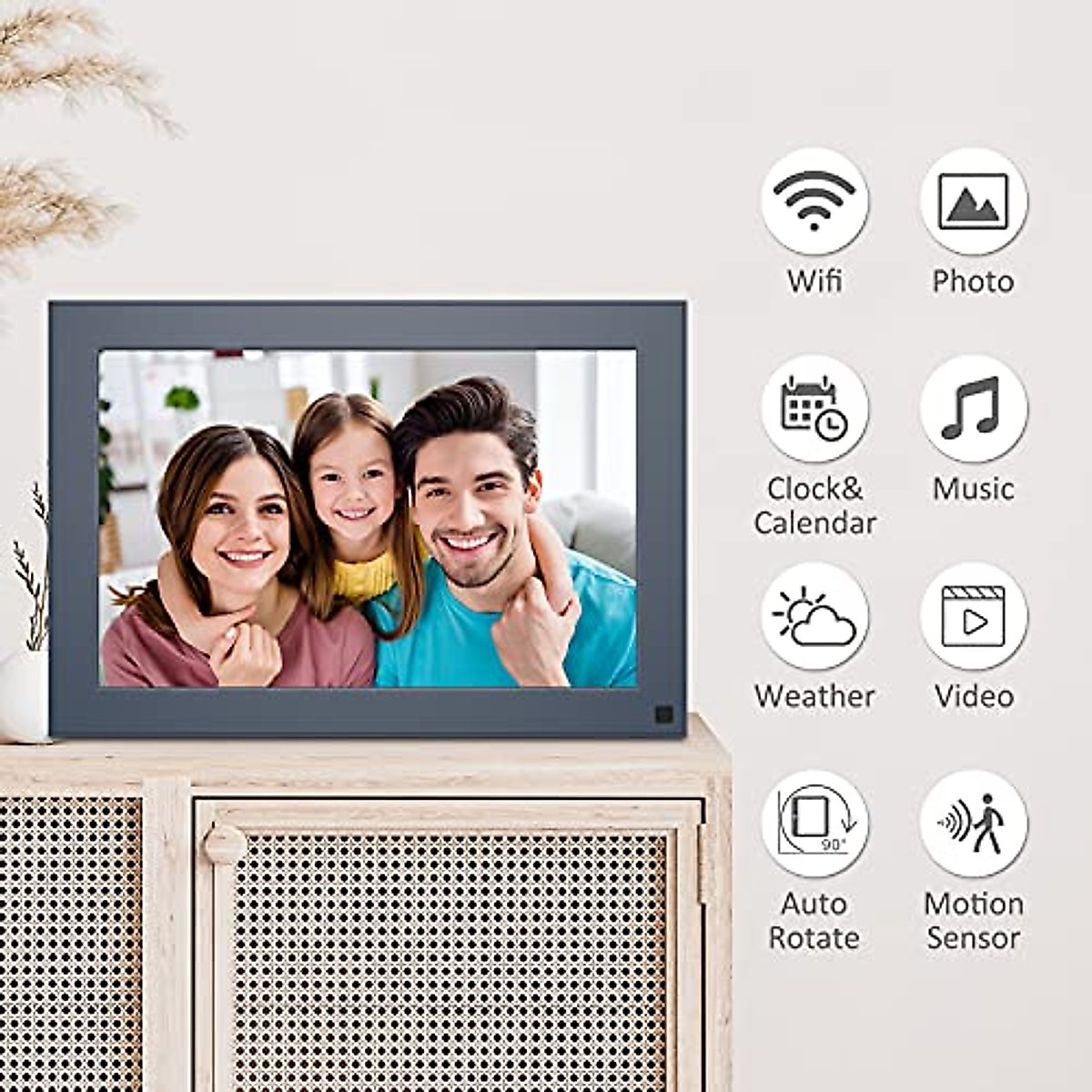 FULLJA 10 inch WIFI Digital Picture Frame Touch Screen IPS HD Display, Smart Digital Photo Frame, 16GB Storage, Auto-Rotate, Motion Sensor, Share Photos and Videos via iOS or Android App, Email, Cloud