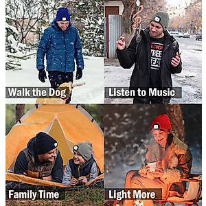 Bluetooth Beanie Hat with Light, Unique Tech Gifts for Men Husband Him Teen, Wireless Headphones for Fishing Jogging Working, Christmas Stocking Stuffers Black