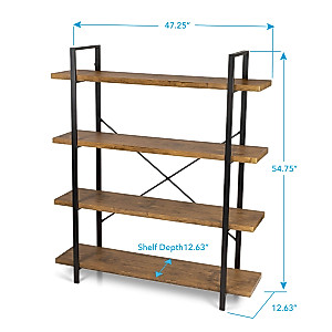Atlantic Urban Multipurpose 4 Tier Shelf Modern Wood Look with Metal frame Woodgrain/Black, PN38408136