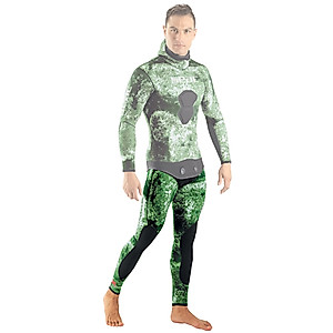 SEAC Ghost, High-Waisted Pant in 5 mm Ultrastretch Neoprene for Freediving and Spearfishing, camo Green, Medium (0010352250055A)