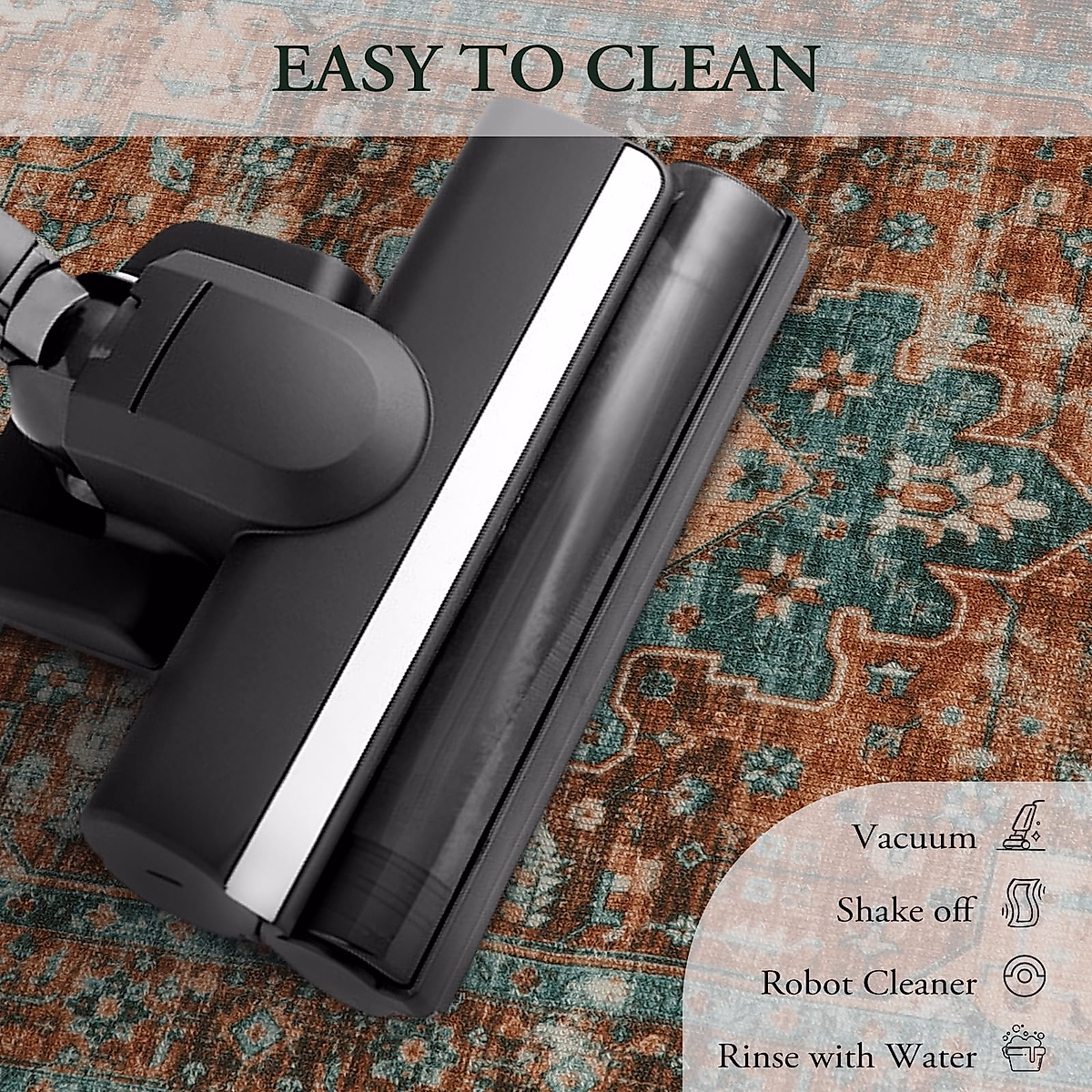 Lahome Boho Retro Ultra-Thin Indoor Door Mat,Washable Non-Slip 20"x32" Small Entryway Rugs Rubber Absorbent Doormats Low-Profile Inside Dirt Trapper for Entry Front Door Entrance