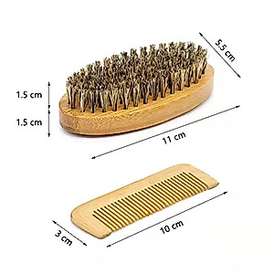Aokes Beard Brush and comb for Men-100% Natural Wooden & Black Boar Bristle for Mens Grooming Hair and Beard, hair& beard comb for men (Light Brown)