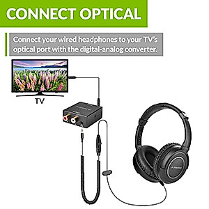 Avantree HF2039 Universal Compatible Wired TV Headphones, Simple to Use for Seniors, Extra Long Cord, Support Samsung, LG, Vizio, Sony, Support Both Digital Optical and Aux RCA Analog Audio Port