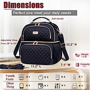 Weitars Lunch Bag for Women,Dual Compartment Lunch Box for Women Lunch Tote for Work,Insulated Leakproof Large Lunchbox Lunch Cooler for Adult for Men, Women, Lunchbag for Hiking,Picnic,Beach