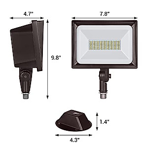 DEWENWILS 65W Flood Lights Outdoor, 6670 LM Super Bright(500W Equivalent) IP65 Waterproof Knuckle Mount LED Security Light, 5000K Daylight LED Flood Light for Garage, Patio, Yard, UL Listed, Browm