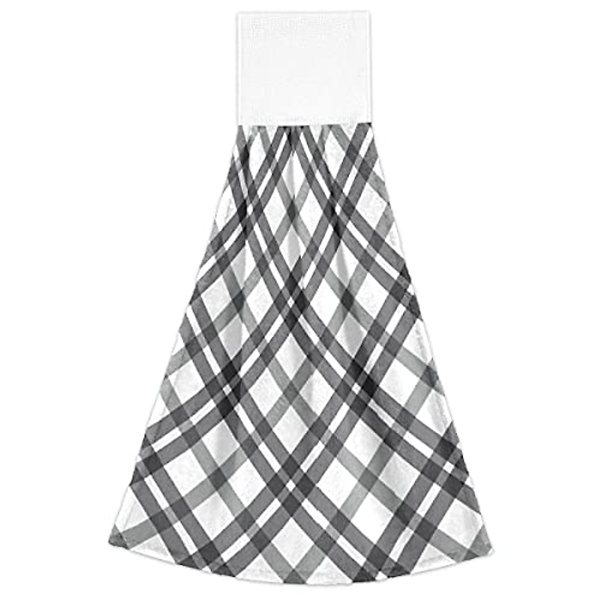 Giwawa Black and White Plaid Kitchen Hand Towel Set of 2, Absorbent Checked Dish Towels Soft Fast Drying Check Plaids Hanging Tie Towel Check Towel for Bathroom Farmhouse Home Decoration 12x17in