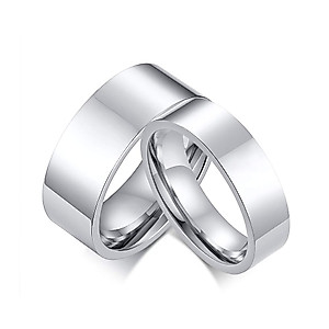 MZZJ Skeleton Hands Pinky Promise Couple Rings 8MM&6MM High Polish Minimalist Classical Stainless Steel Initial Flat Wedding Band Ring Set,Anniversary Birthday Gift for Boyfriend Girlfriend,Black