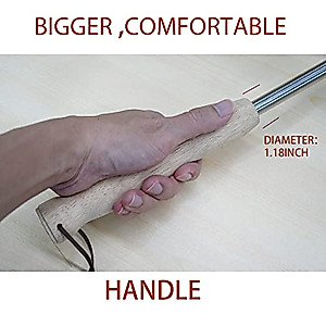 BOVONVON 55 inchs Collapsible Snake Hook,Non-Rotatable,Telescopic Rods Designed with 2 Grooves,Sturdy Stainless Steel Hook,Snake Tool Hook,Bigger Wooden Handle