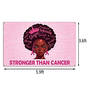 Pudodo Breast Cancer Awareness Backdrop Banner Stronger Than Cancer Pink Ribbon Support Photography Background Wall Decoration
